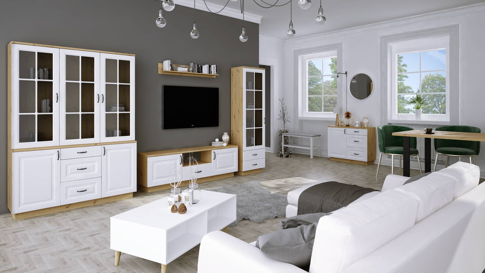 Scandi 100 cm Kommode artisan Eiche / weiß funktionelle und nutzbare ...